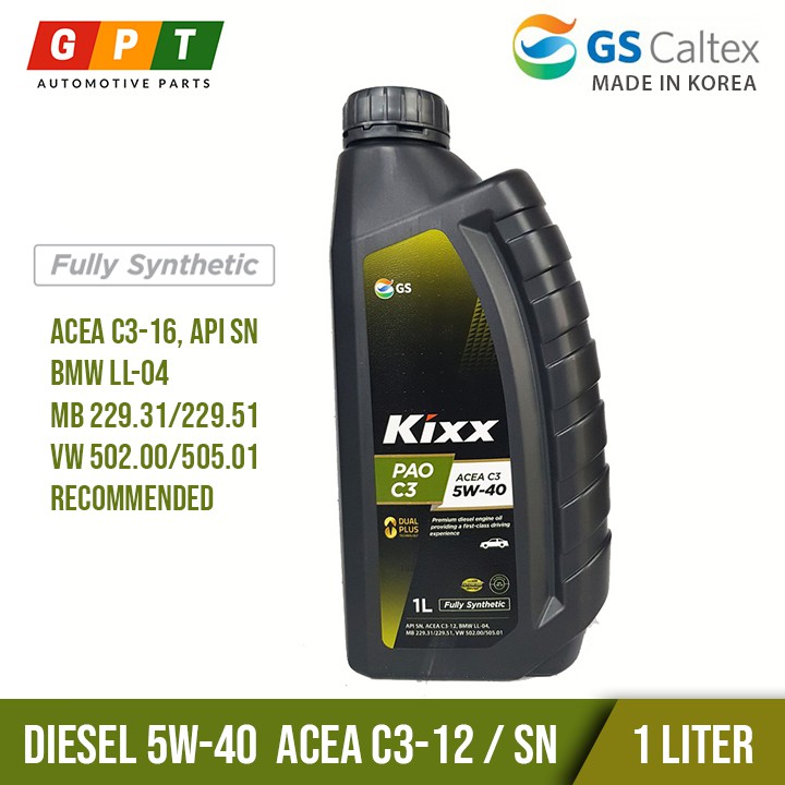 Kixx PAO C3 ( 5W/40 - Fully Synthetic ) ACEA C3-16 / SN Diesel Engine ...