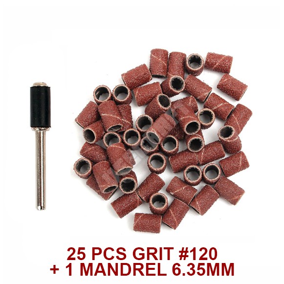 Rotary Sandpaper / 25 x 120 Grits Sanding Bands + 1 Sanding Drum 6.35m ...