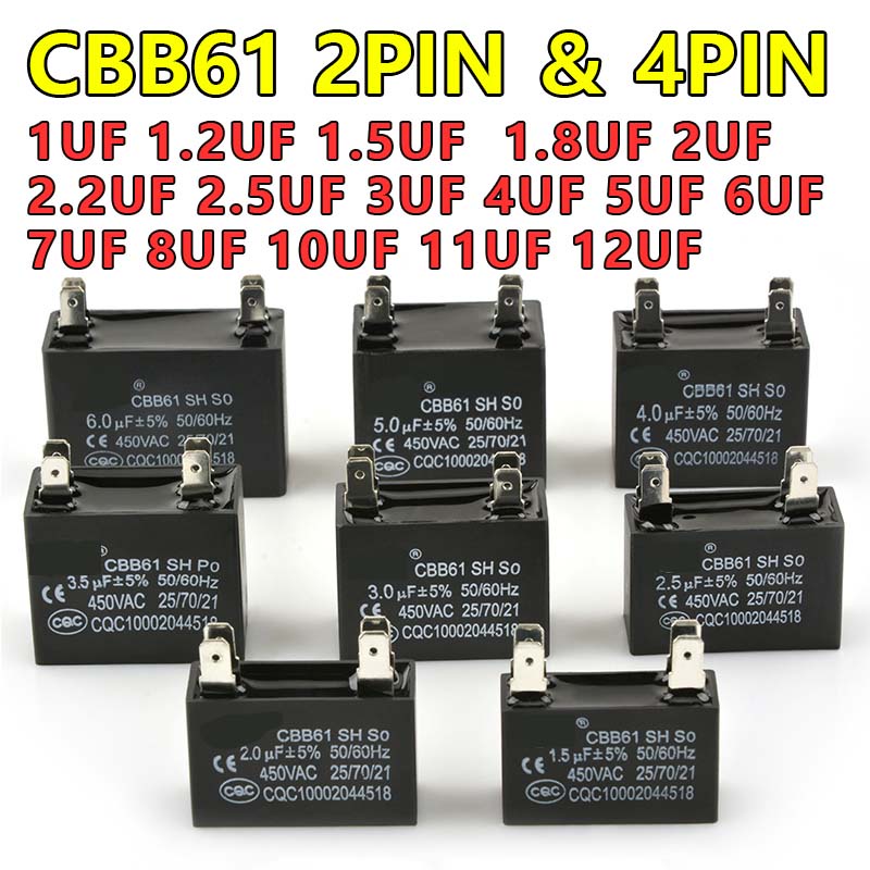 CBB61 Fan Capacitor 450v Air Conditioner Start Capacitor 1uf 1.2uf 1 ...