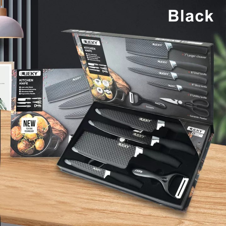 Japanese Knife Set 6PCS Kichen Knife Set with Sharpener Knifes Holder ...