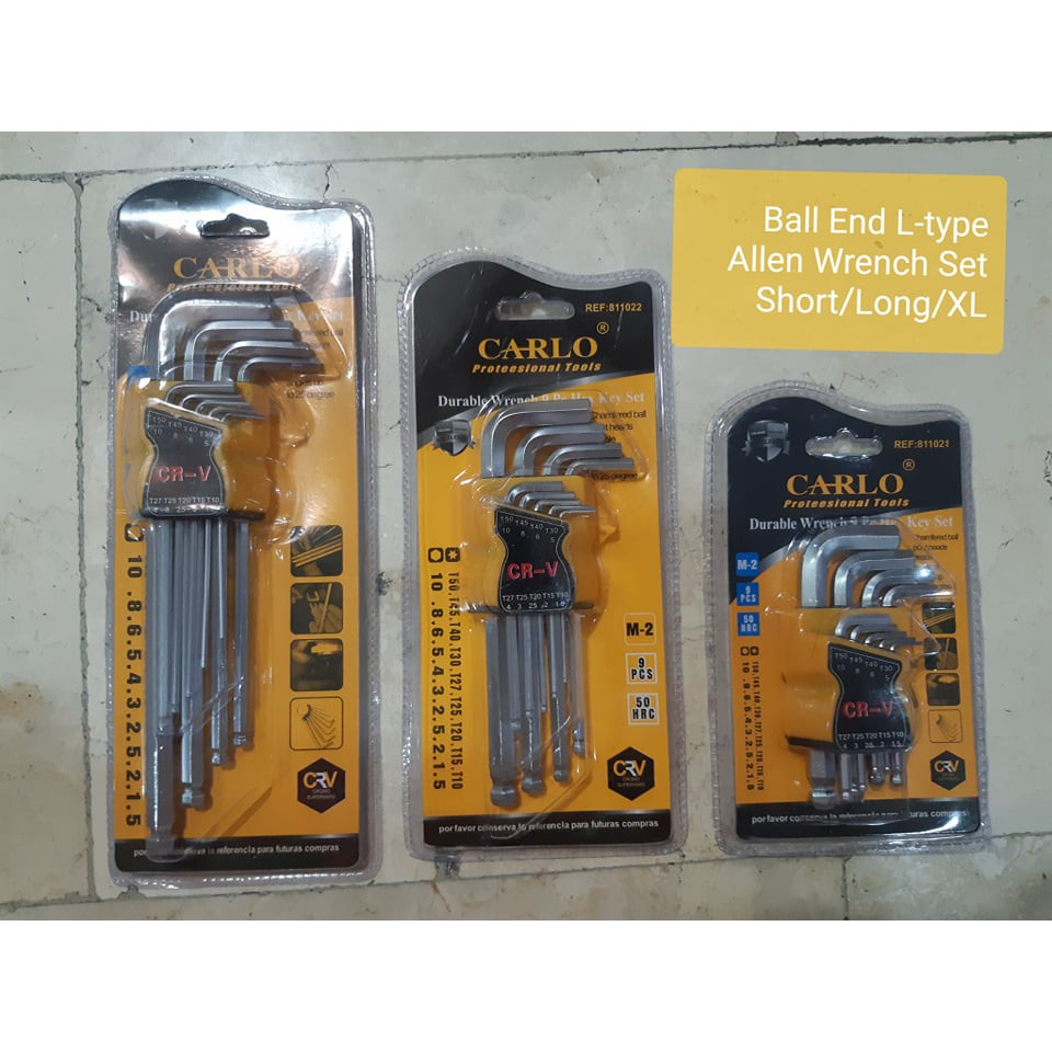 9 pcs. Hex Key Set Ball End Allen Wrench Set Short / Long / Extra Long ...