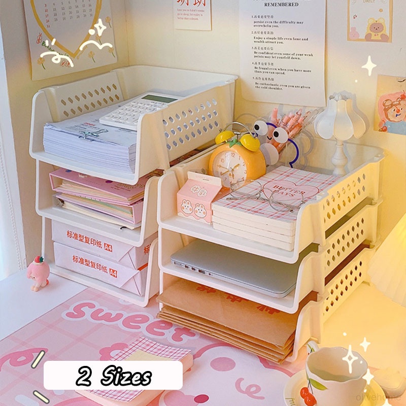 Multi-layer Organizer Document Paper Organizer Rack Plastic Book Shelf ...