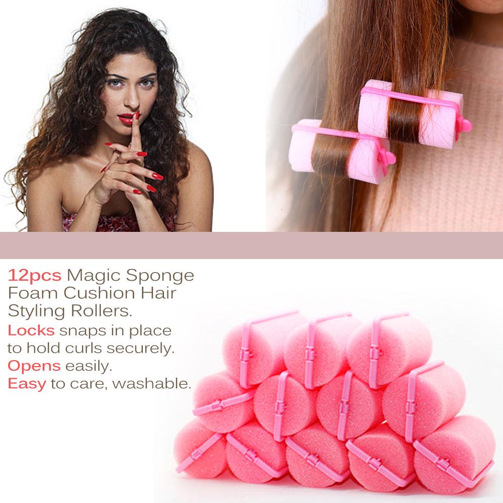 12pcs Bag Magic Sponge Foam Cushion Hair Styling Rollers Curlers Twist