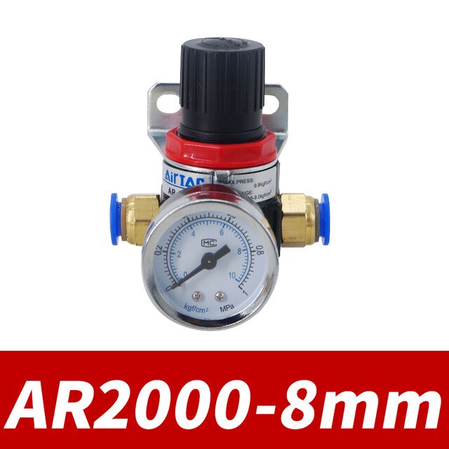AR2000 G1/4 Mini Air Pressure Regulator Adjustable Pneumatic Reducing Valve With Gauge For ...
