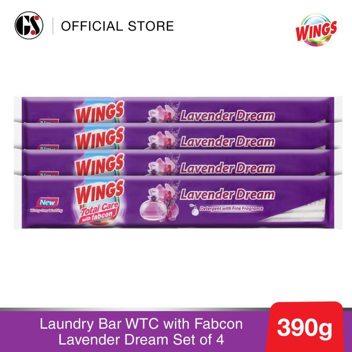 Wings Total Care with Fabcon Lavender Dream Laundry Bar Detergent 370g ...
