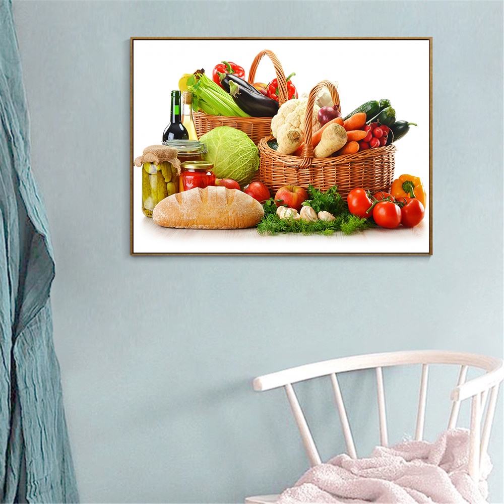 Kitchen Decor Food Painting Fruit Vegetable Basket Strawberry Posters ...