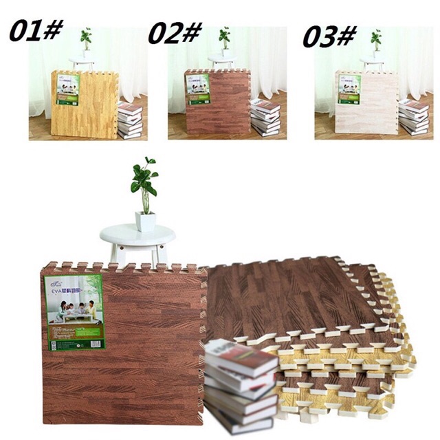 Wooden style rubber play mat (9pc set) | Shopee Philippines