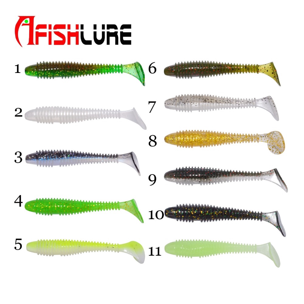 12 Pieces Screw T Tail Flexible Worm 70mm / 2.9g Plastic Fly Silicone ...