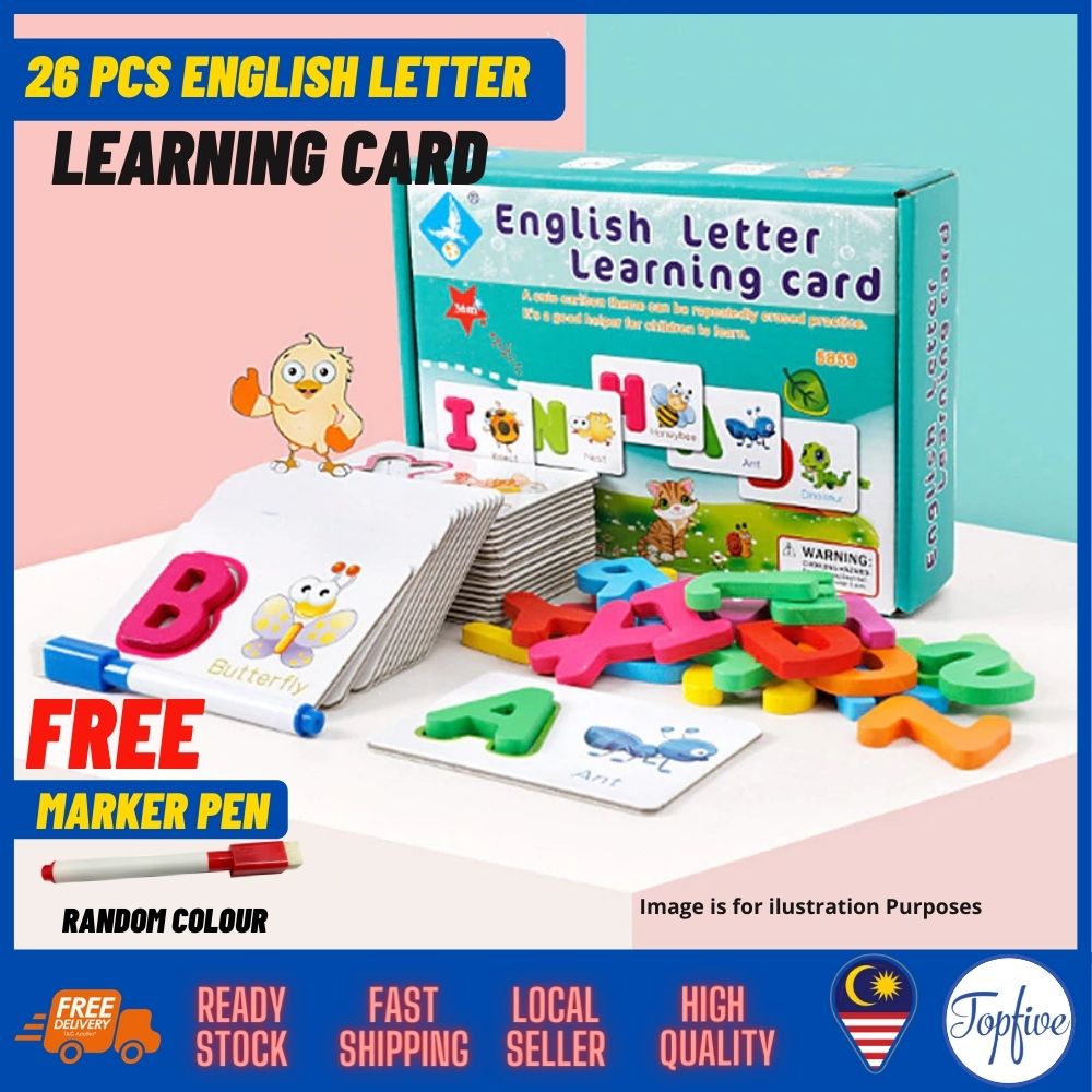 Early Learning Flash Card 3 in 1 Montessori English Alphabet Letter ...