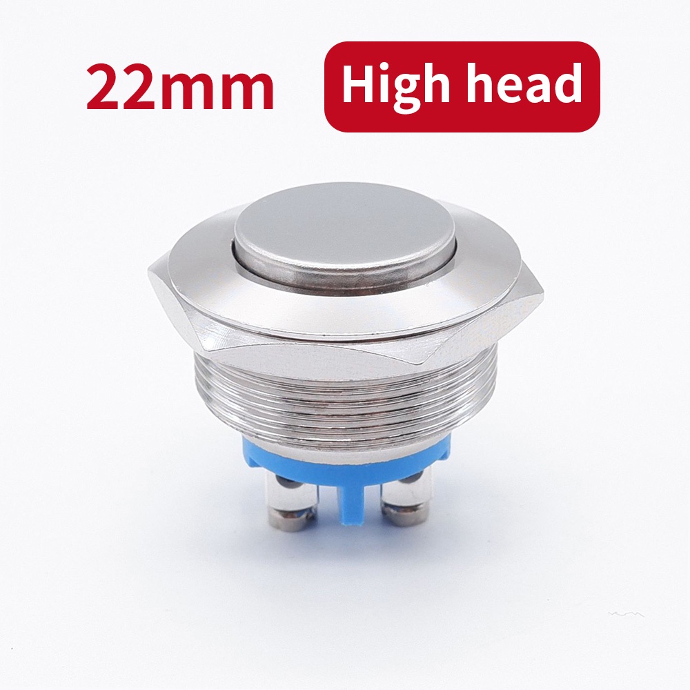 16mm Momentary Reset Metal Push Button Switch 1NO Ball High Flat Head ...