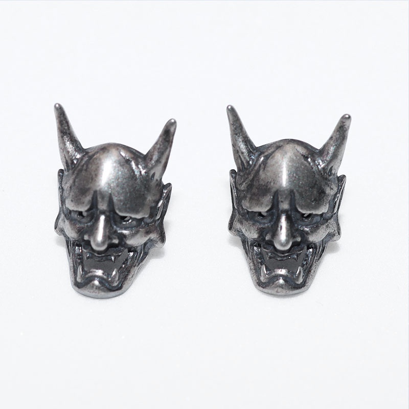 New Mysterious Retro Long Horned Skull Devil Earrings Men and Women ...