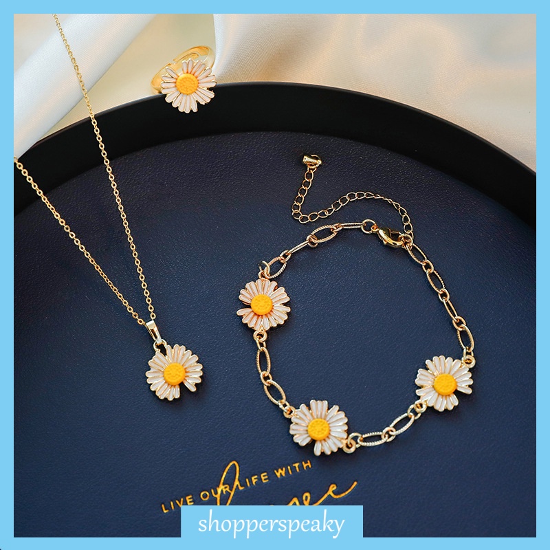 Fashion Daisy Tassel Necklace Small Daisy Bracelet Korea Fresh Gold ...