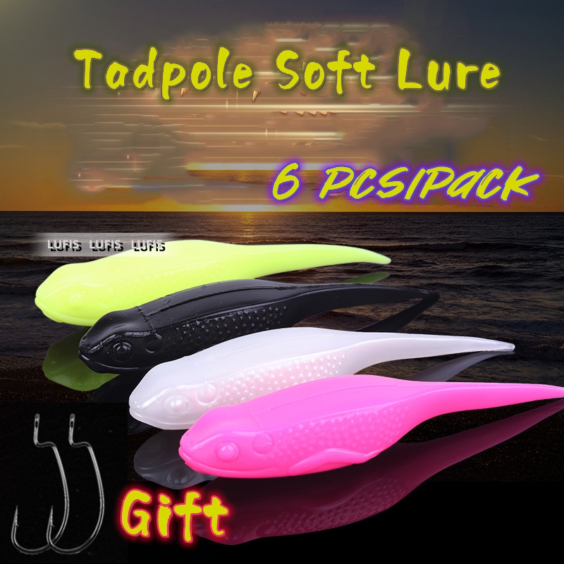 6pcs/Pack Soft Frog Rubber Fishing Lure Soft Tadpole Shaped Baits With ...