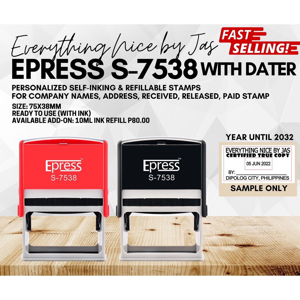 Epress Rectangular 75x38mm Self-Inking Stamp with Dater | Shopee ...