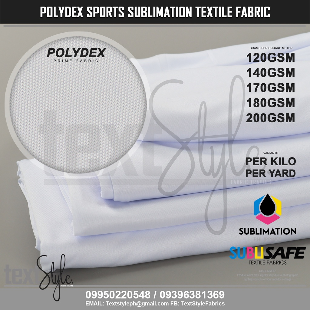 Textstyle White Sports Polydex Sublimation Textile Fabric SubliSafe ...