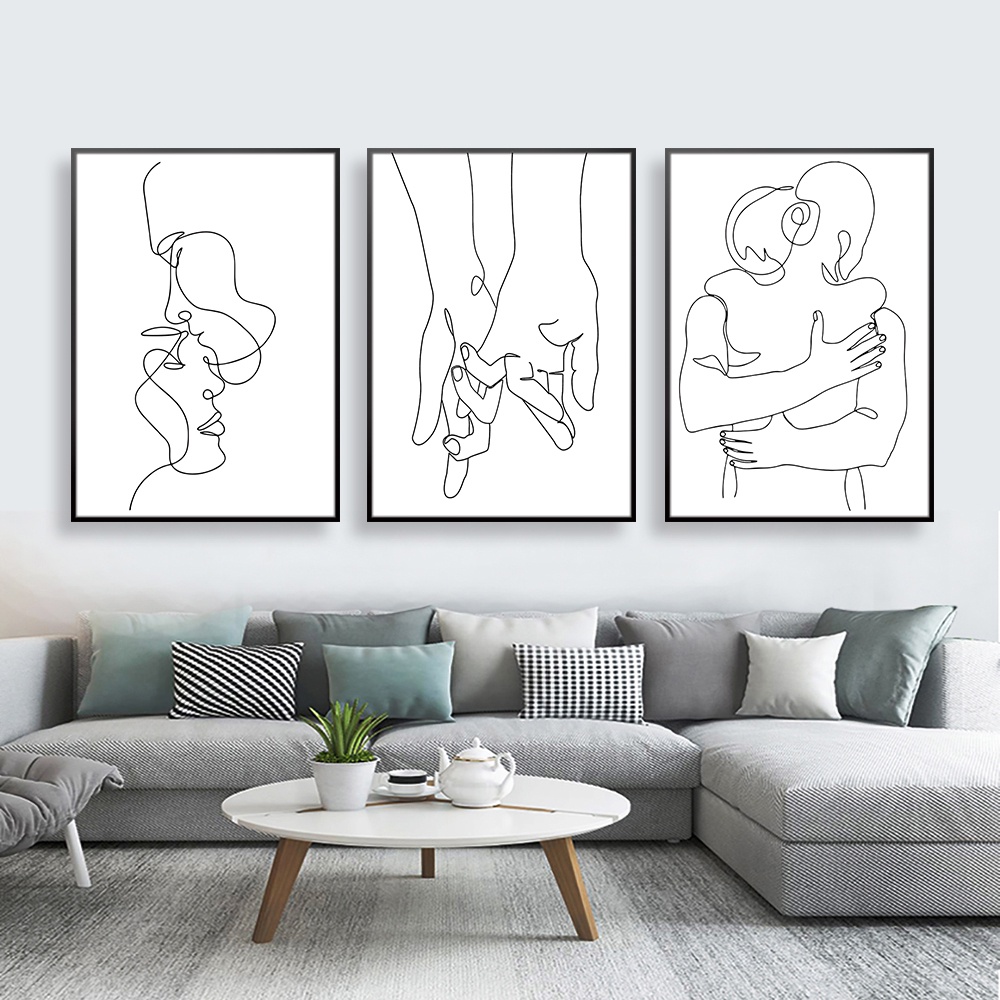 Aesthetic Room Decor Modern Canvas Painting Minimalist Abstract Line ...