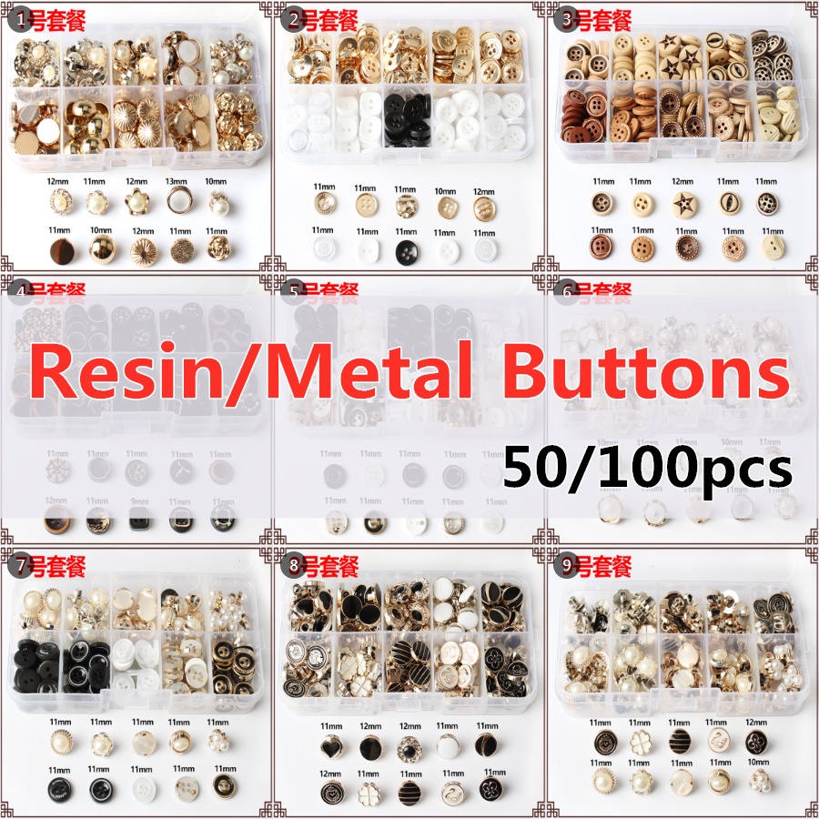 100pc Resin/Metal Buttons Sewing Craft Buttons DIY Craft | Shopee ...