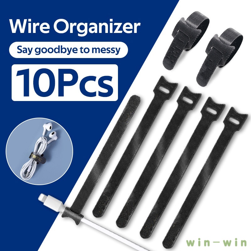 10Pcs Velcro Strap Reusable Cable Tie Fastening Tape Wire Cable ...
