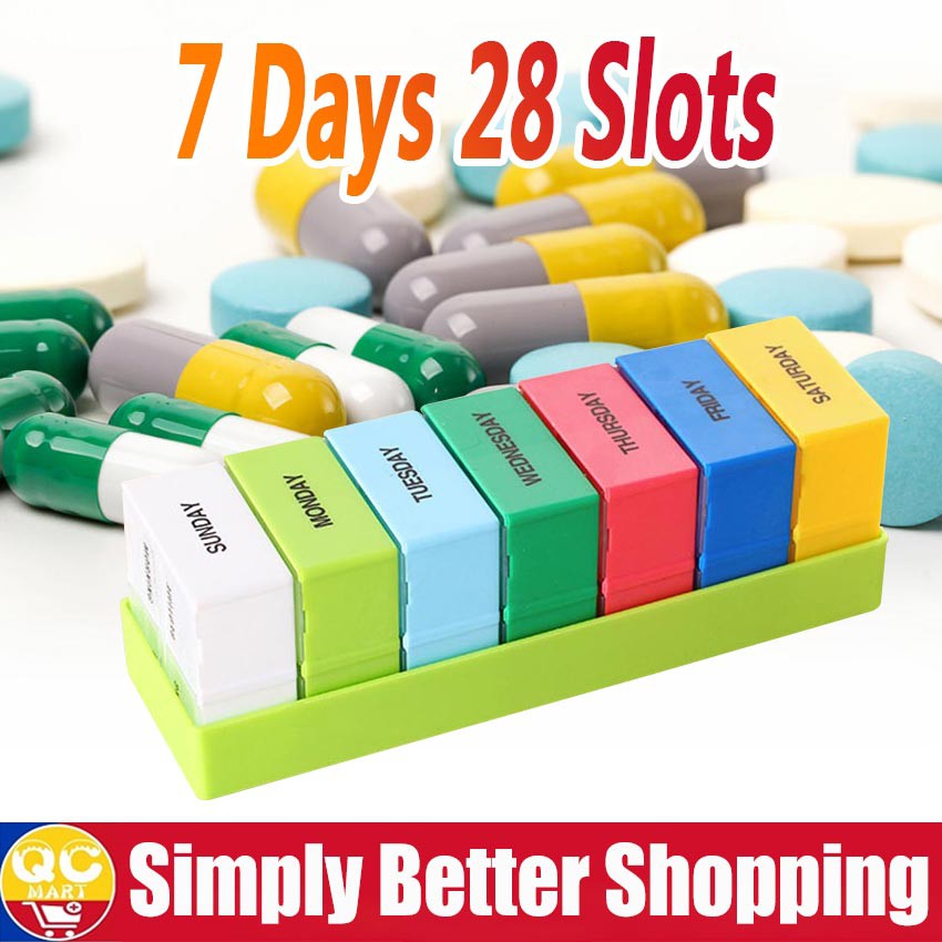 7 Days Pill Case Tablet Sorter Medicine Weekly Storage Box Colorful ...