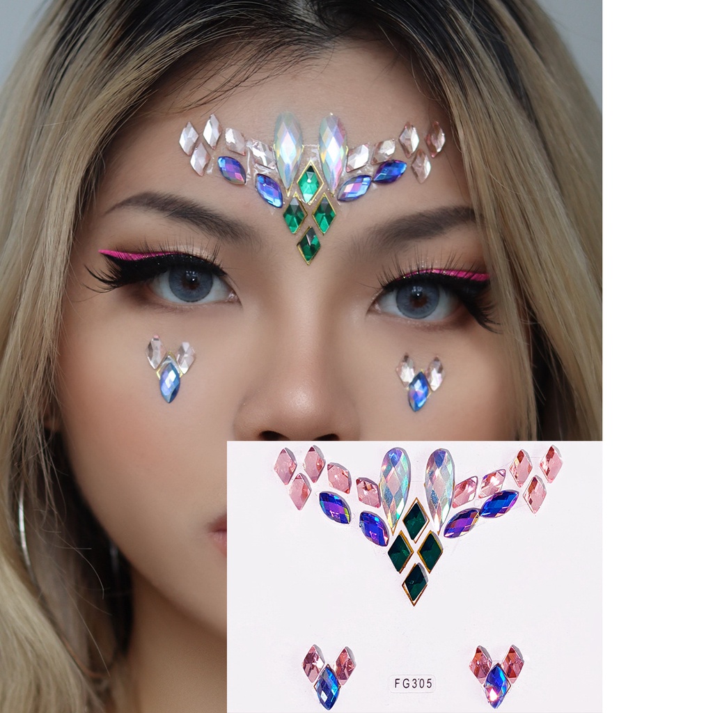Colorful Glitter Face Jewelry Sticker Face Jewels Diamond Makeup Art ...