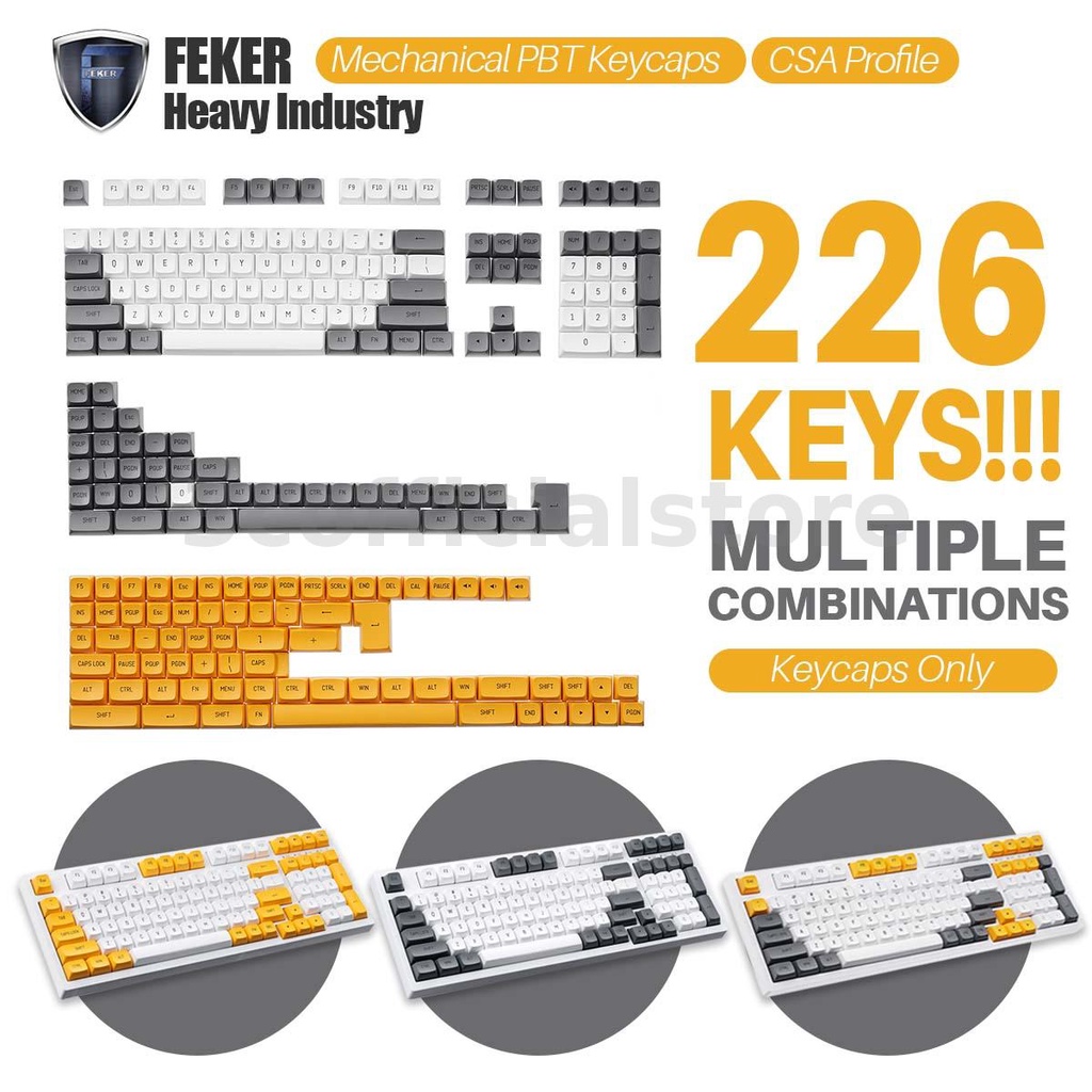 FEKER 226 Keys Heavy Industry Keycap Set PBT Double ColorInjection CSA ...