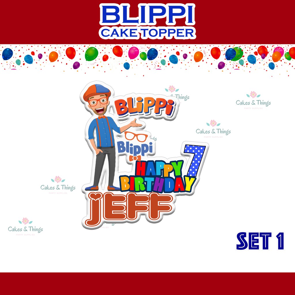 Blippi Cake Topper Party Set Banner Cupcake Toppers Balloons | Shopee ...