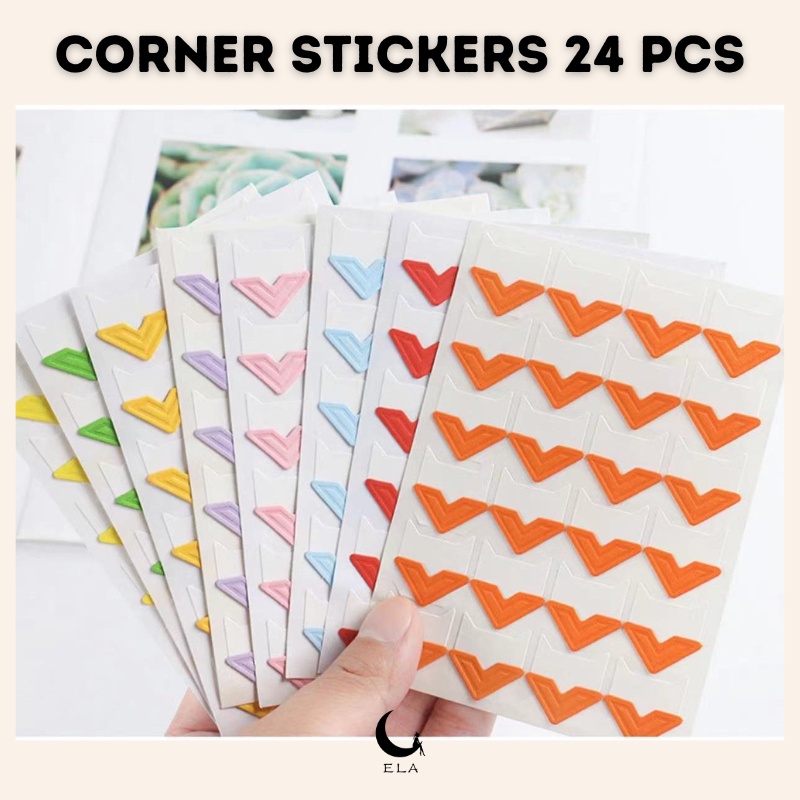 [24 PCS] DIY photo album corner stickers solid color kraft paper corner ...