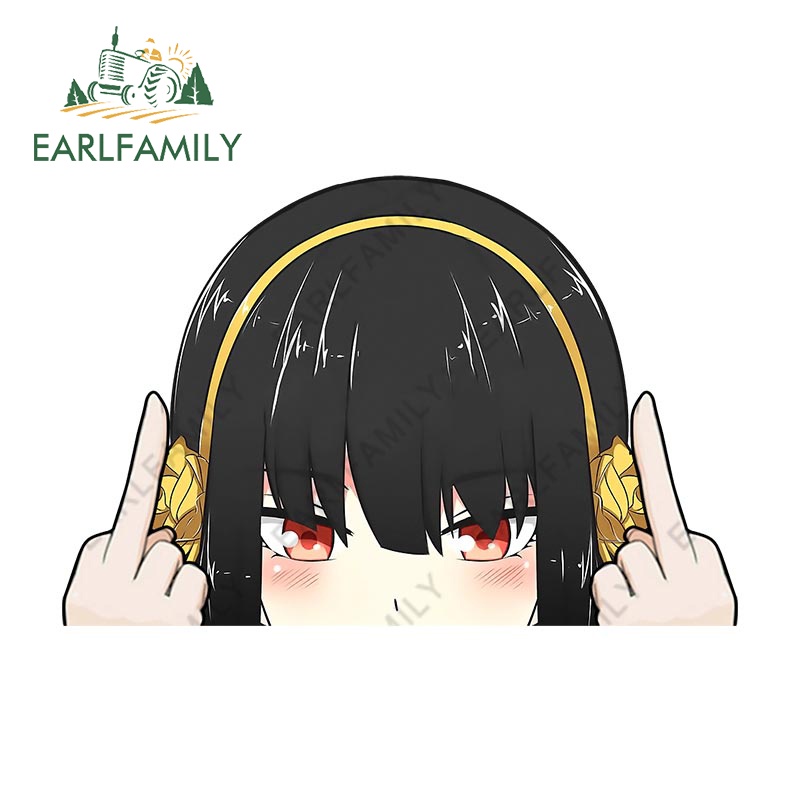 EARLFAMILY 13cm x 8.7cm Anime Spy×family Middle Finger Car Stickers ...