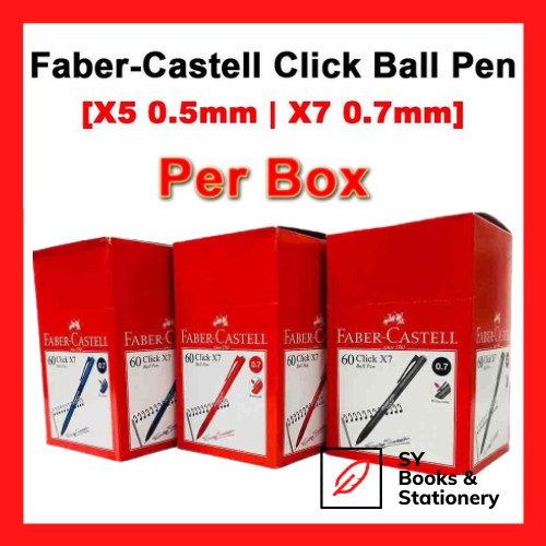 FABER CASTELL Ball Pen click X5 X7 (60pcs/Box) Faber Castell Pen ...