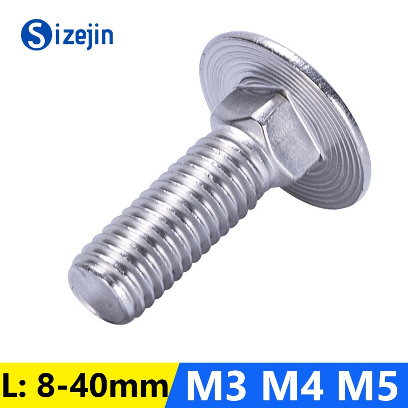 20-50PCS 304 Stainless Steel DIN603 GB14 Large Half Round Head Square ...
