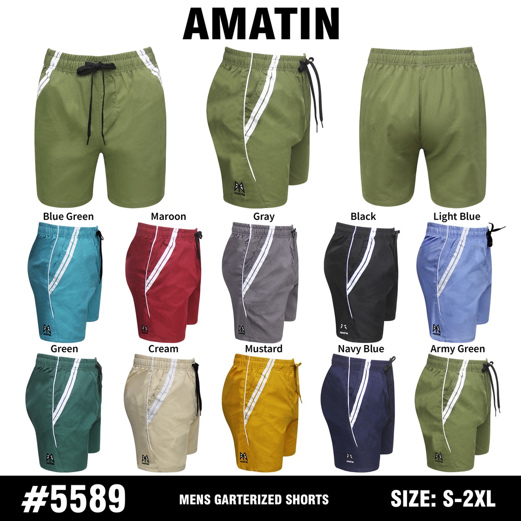 #5589 Amatin mens garterized shorts, mens colored shorts, mens summer ...