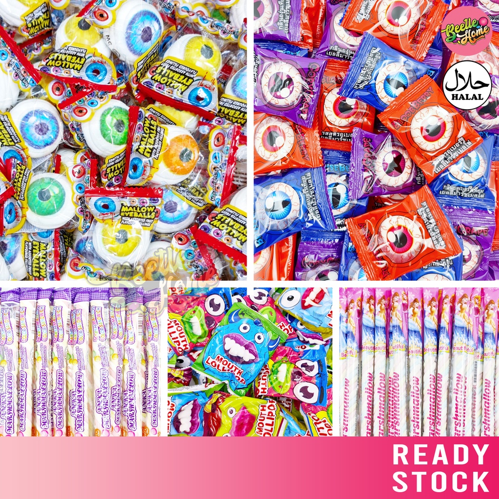 Small Pack Candy Eyeball Marshmallow Lollipop Chocolate Monster Gula ...