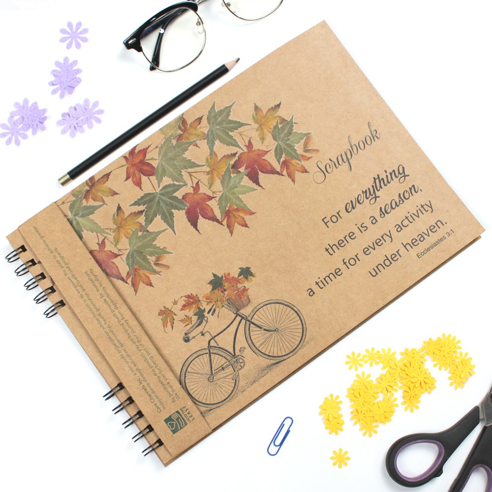 Scrapbook Kraft with REAL Pressed Flower Artwork "AUTUMN" (20 Leaves ...