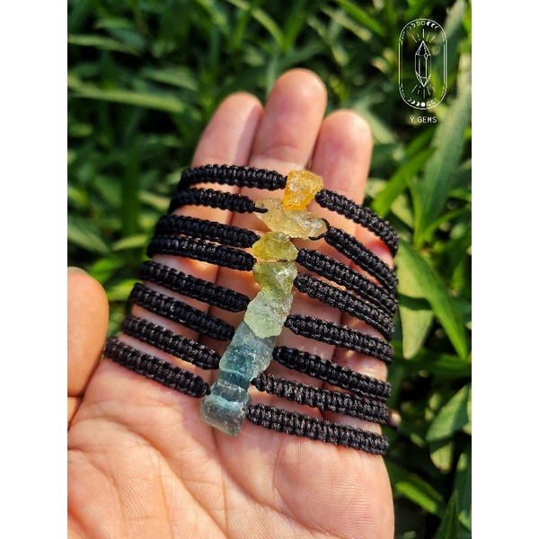 Natural Beryl rough stone bracelet macrameCNY | Shopee Philippines