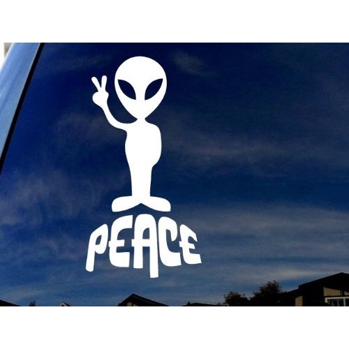 Alien Peace Cartoon Vinyl Decal Sticker for Car Automobile Window Wall ...