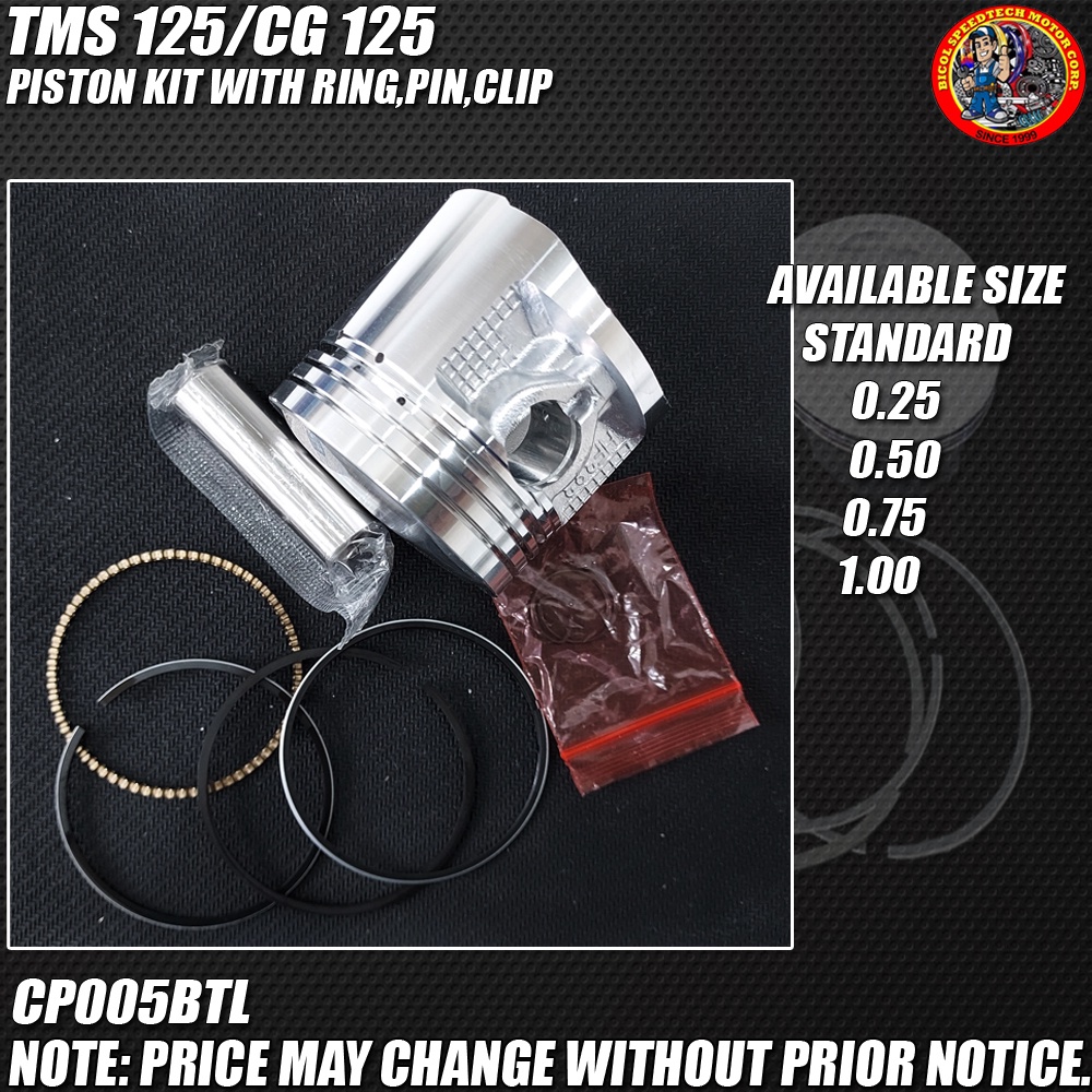 TMS 125/CG 125 PISTON KIT WITH RIN, PIN, CLIP (CP005BTL) | Shopee ...