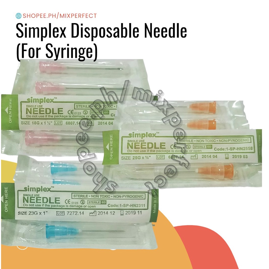 (MIX-J) Simplex Disposable Needle (SOLD PER PIECE) (For Syringe ...