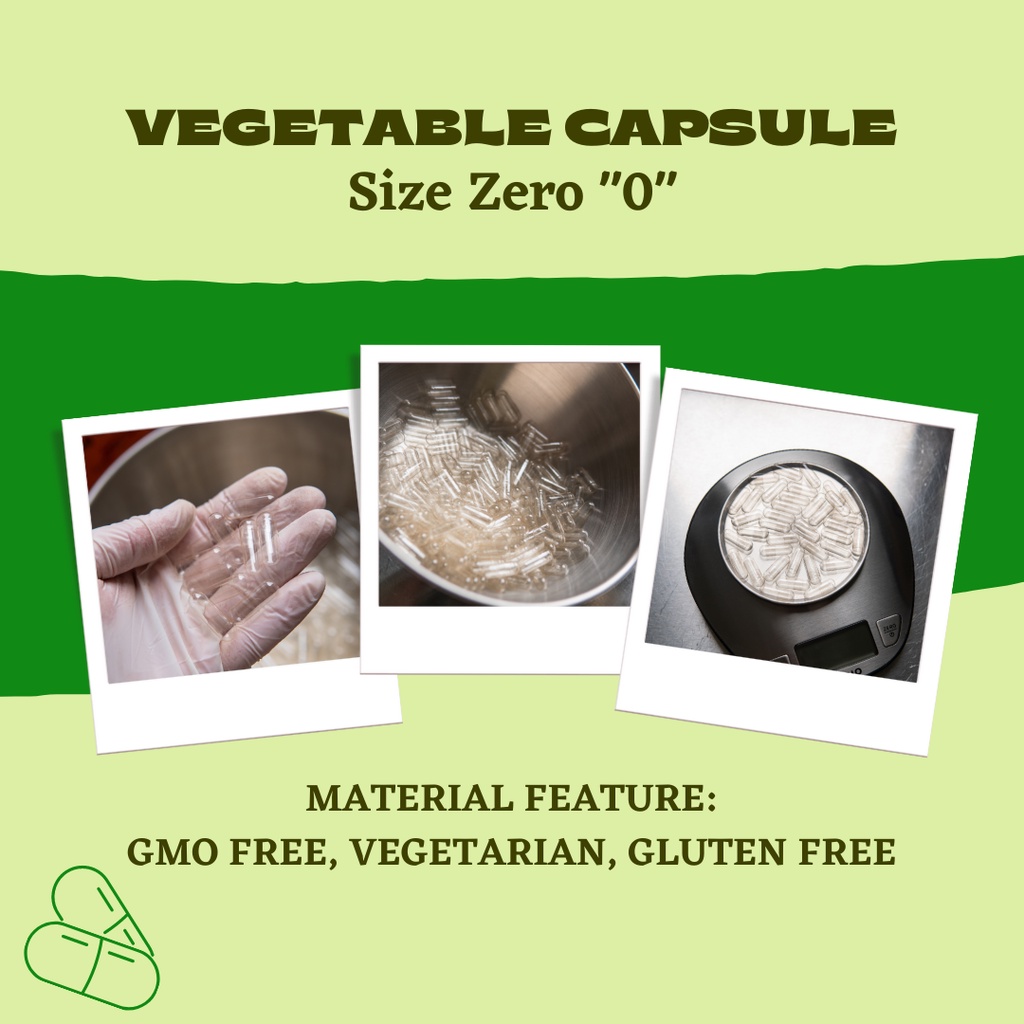 EMPTY VEGAN CAPSULE SIZE 0 (500mg) Plant Based, Vegan, Natural | Shopee ...