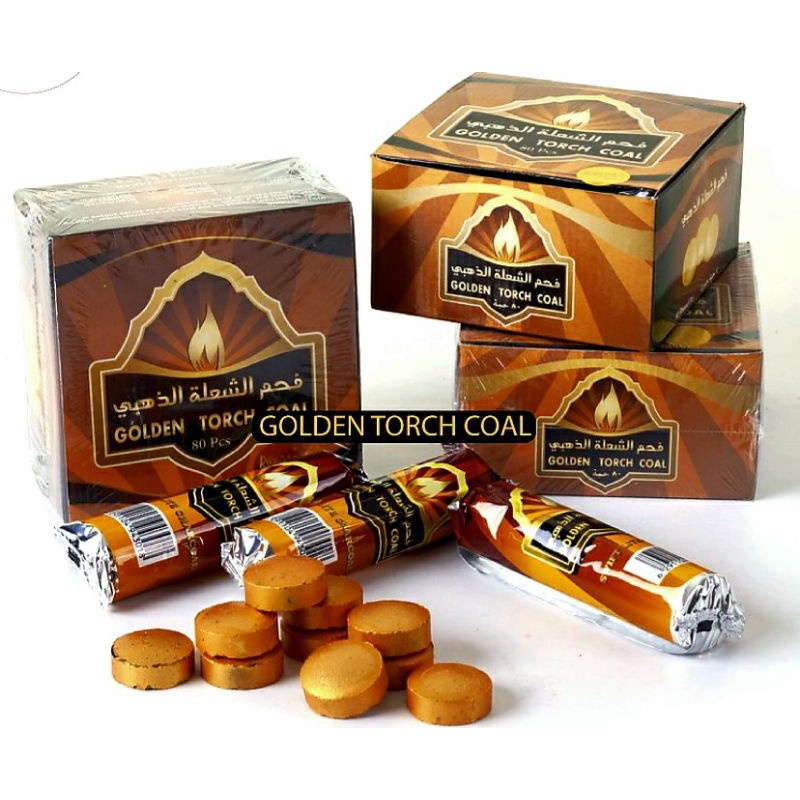 Charcoal Arang Gold 33mm-80pcs-golden-torch-coal-Quick-Lightening-Arang ...