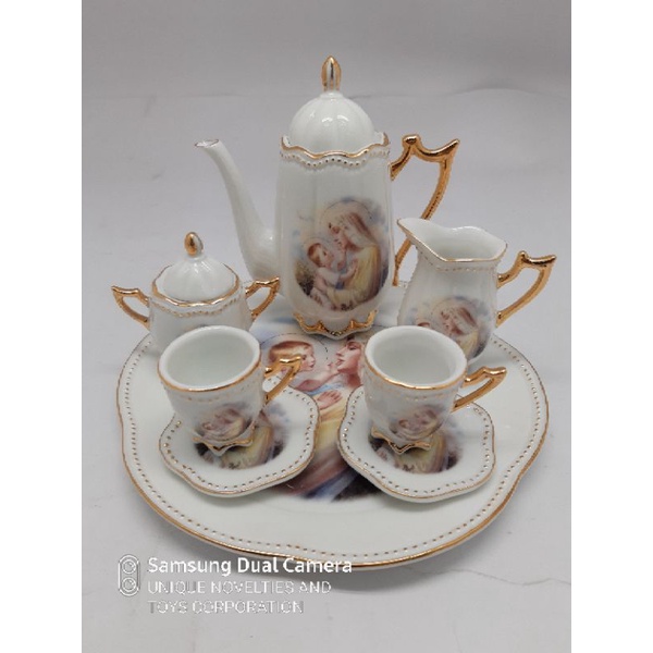 MINI PORCELAIN TEA SET MADONNA AND CHILD DESIGN | Shopee Philippines