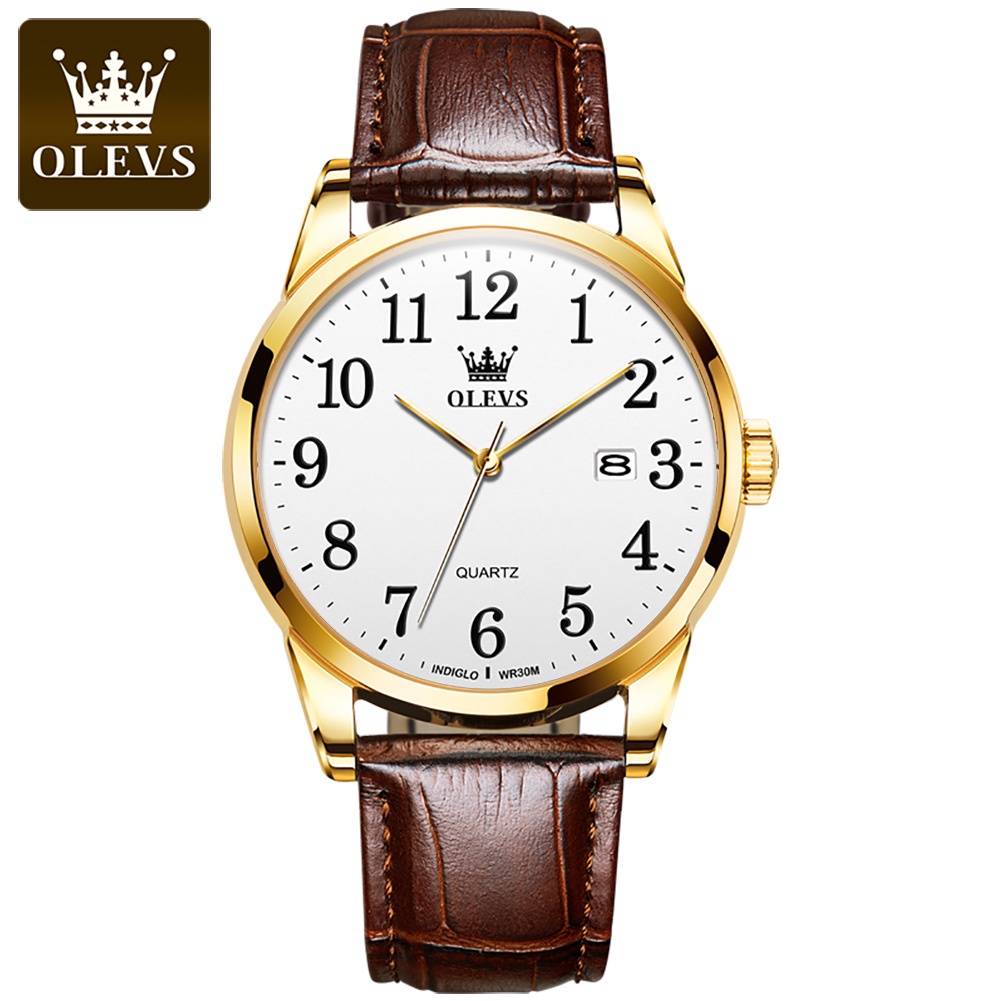 OLEVS Watch For Men Quartz Original Waterproof Gold Sliver Calendar ...