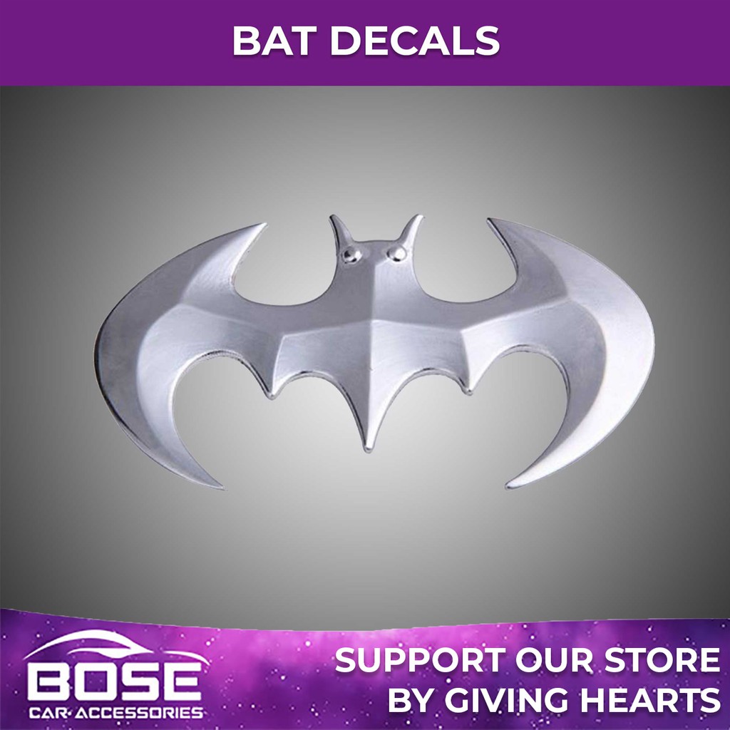 New Silver Bat Style / Batman Short Wing Sticker Decals Shape 3D Car ...