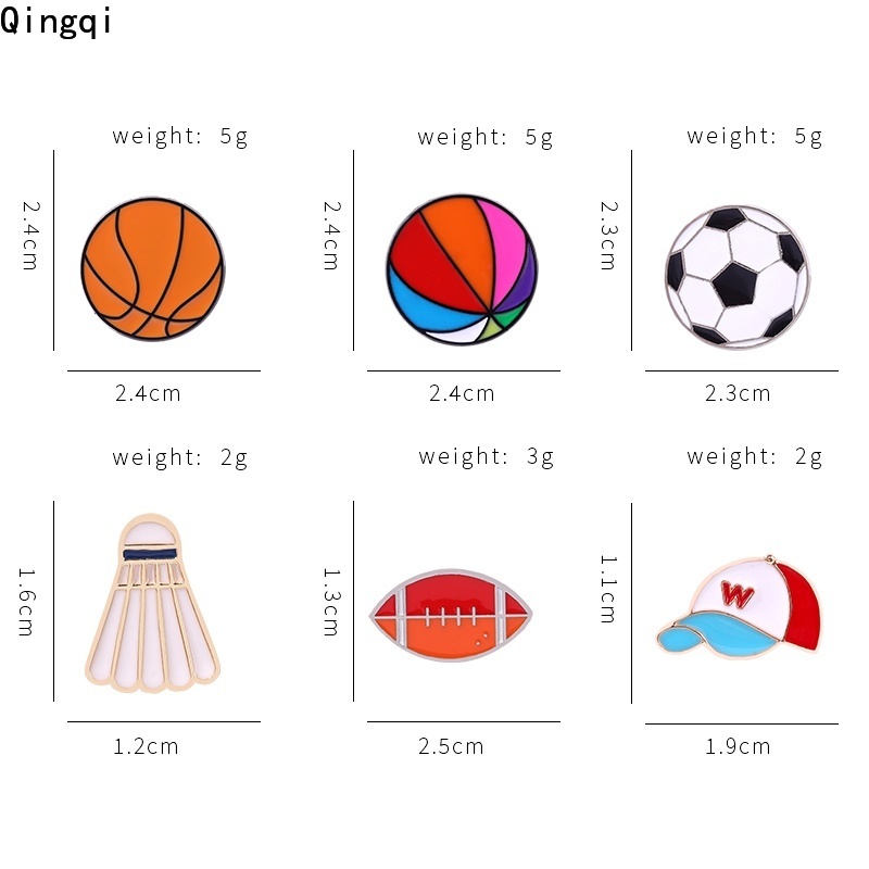 Sports Enamel Pin Brooches Football Volleyball Badminton Brooches Lapel ...