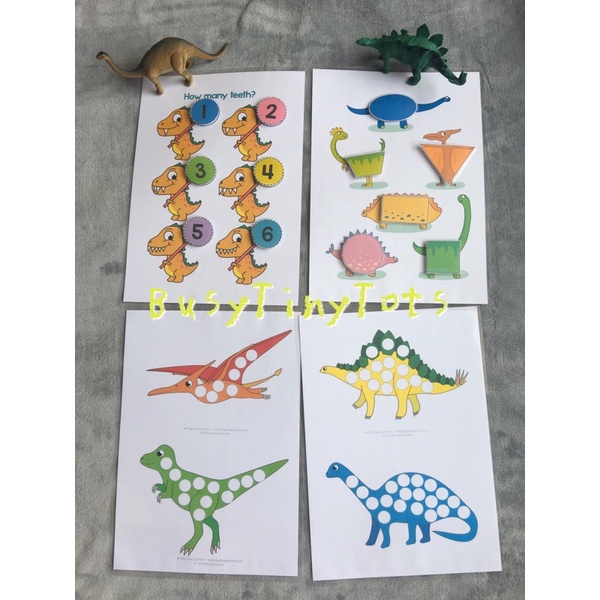 BusyTinyTots/Laminated Dinosaurs Themed Busy Book/Dinosaurs Numbers ...