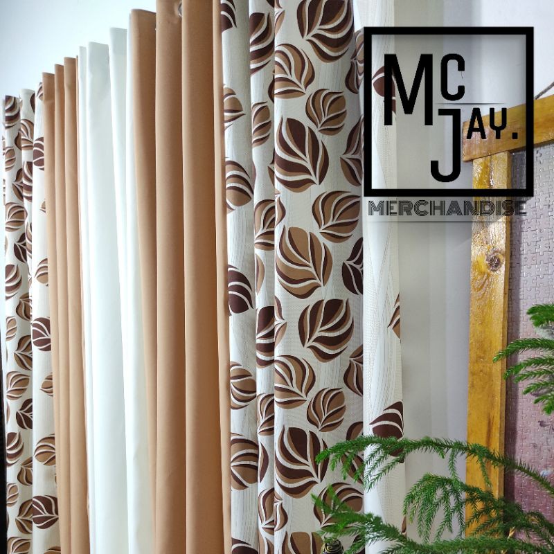 MCJAY - 5in1 Mocha Mousse Monstera Ring Curtain Set (6ft/7ft) - Sold ...