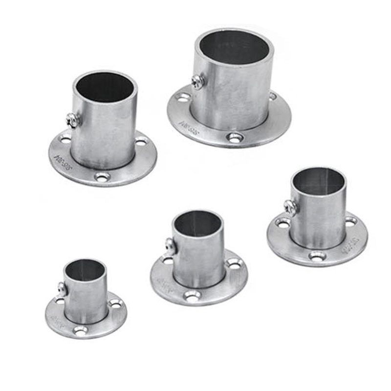 PCF* Stainless Steel Pole Socket Flange Rod Holder Wall Mount Pipe ...