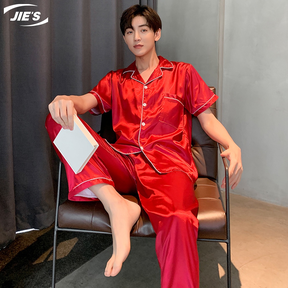 [Spot] Jie's Korean Couple Design silk short sleeve cute plain ...