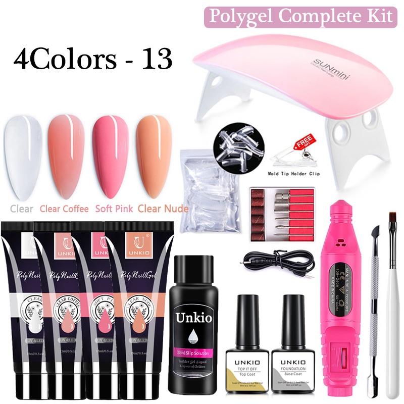 Poly Nail Gel Set Nail Extension Kit UV LED Quick Finger Extension Poly ...