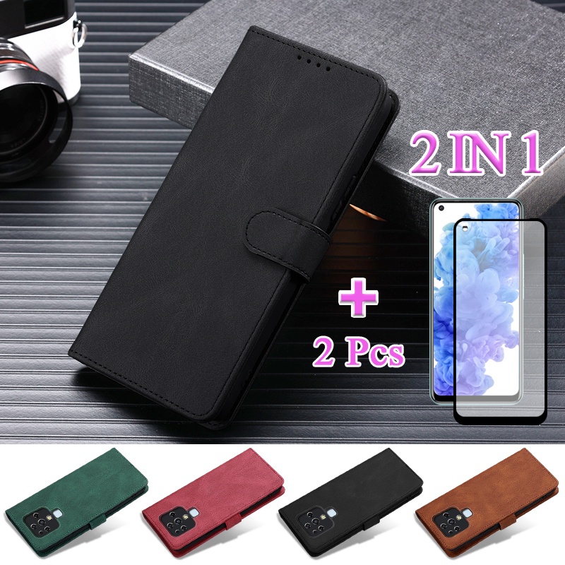 2 IN 1 Tecno Camon 16 CE7 CE7j CE9h Leather Case With Tempered Ceramic ...