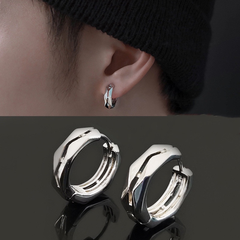 New Three-Dimensional Geometric Earrings Men's Earrings Hip-Hop ...